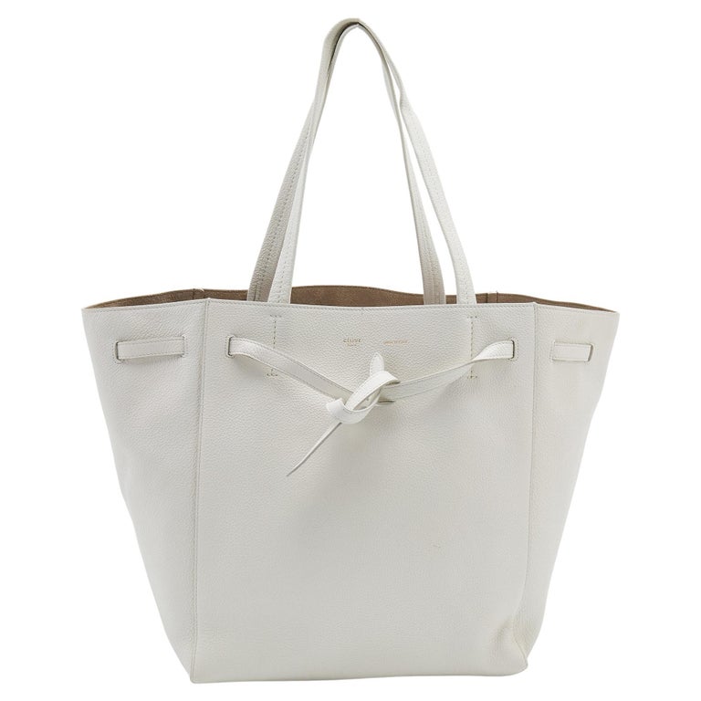 Celine White Leather Small Cabas Phantom Tote For Sale at 1stDibs