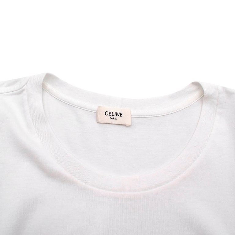Celine White 'Unlock Your Fantasies' Flocked Slogan T-Shirt For Sale at ...