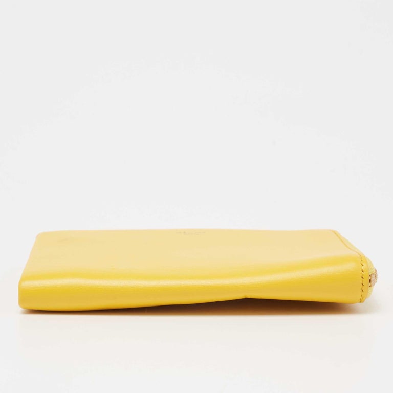 Celine Yellow Leather Half Zip Multifunction Wallet For Sale at 1stDibs