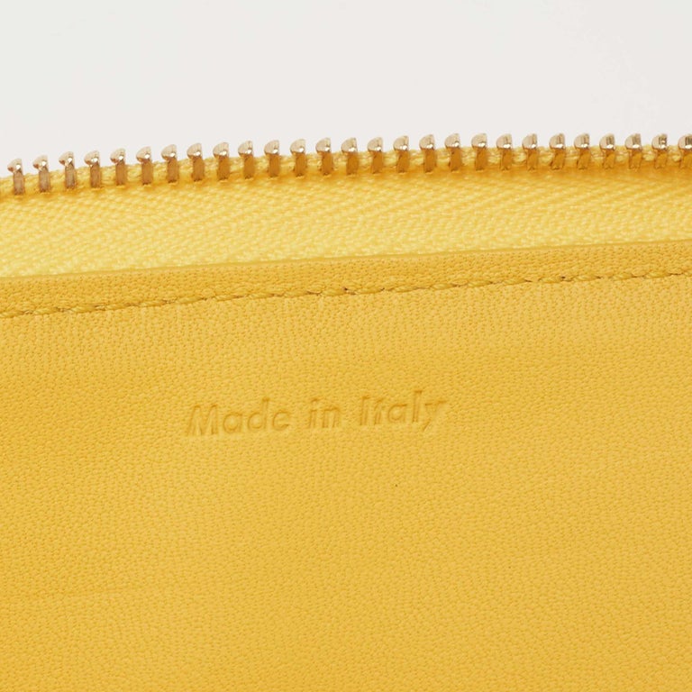 Celine Yellow Leather Half Zip Multifunction Wallet For Sale at 1stDibs