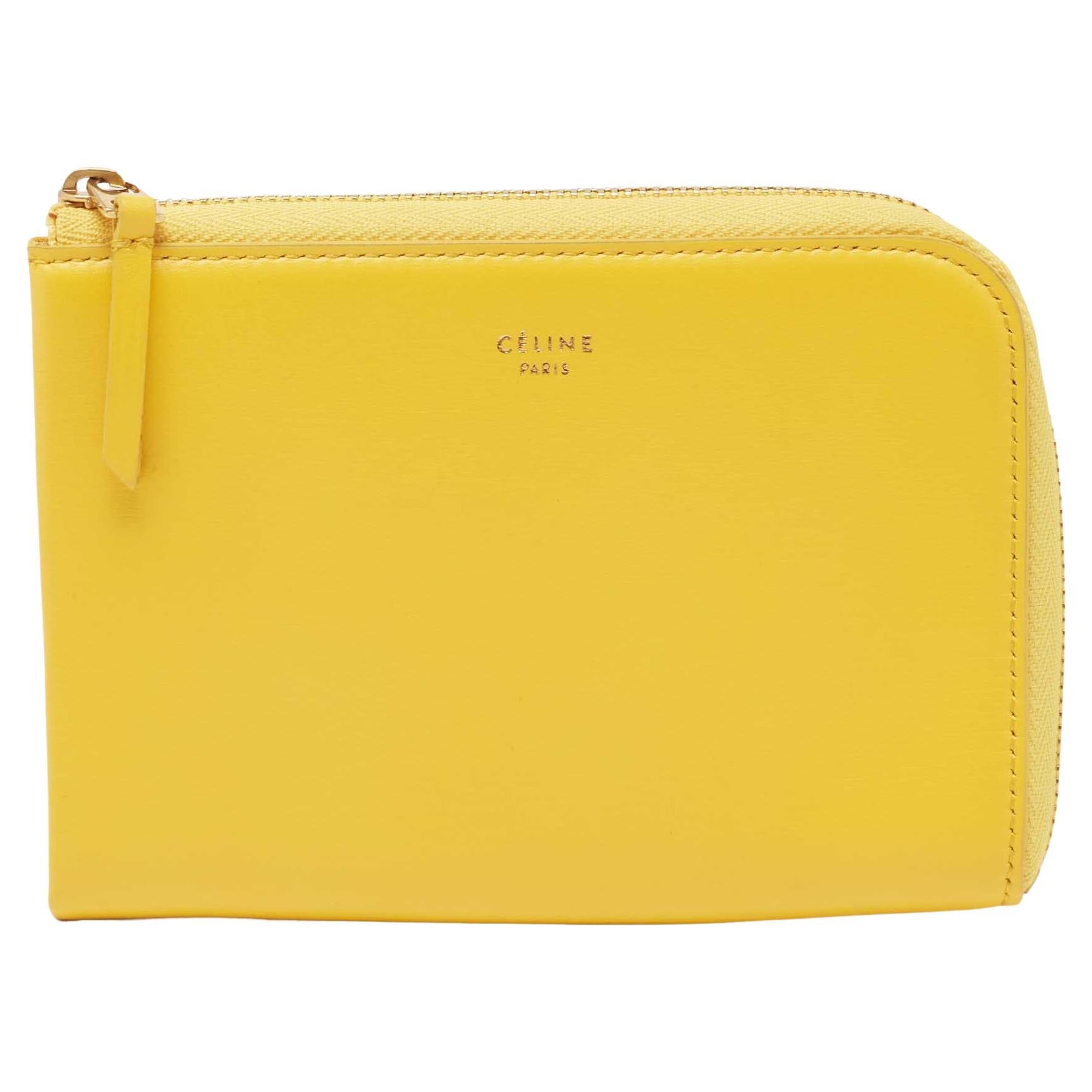 Celine Yellow Leather Half Zip Multifunction Wallet For Sale at 1stDibs