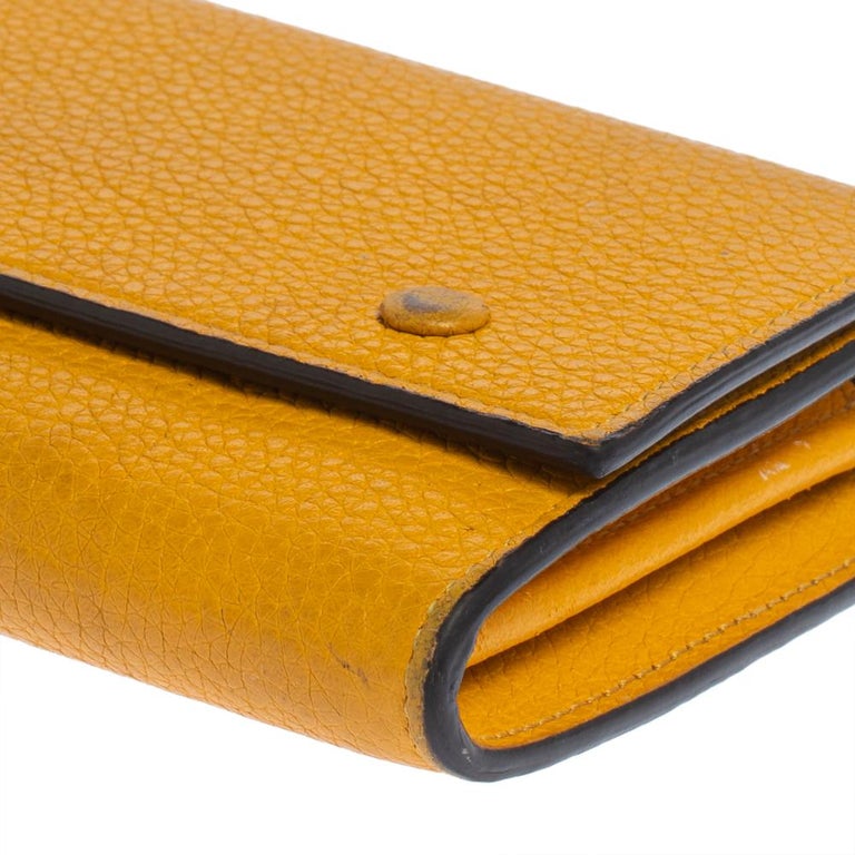Celine Yellow Leather Large Multifunction Flap Wallet For Sale at ...