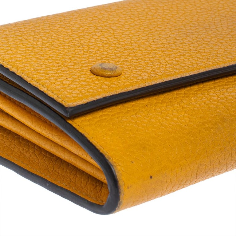Celine Yellow Leather Large Multifunction Flap Wallet For Sale at ...