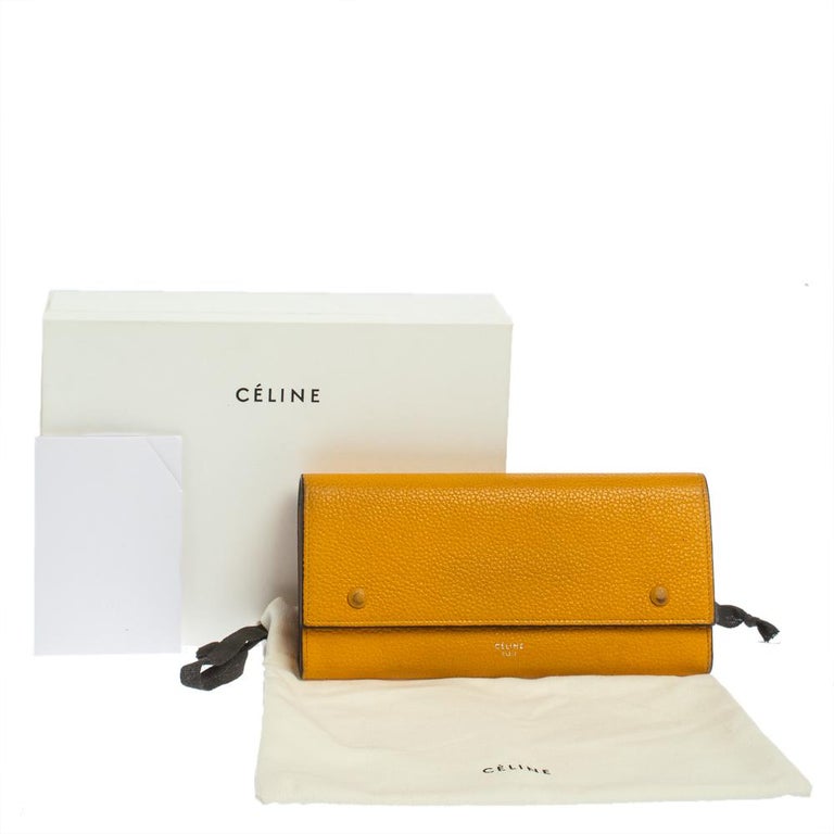 Celine Yellow Leather Large Multifunction Flap Wallet For Sale at ...