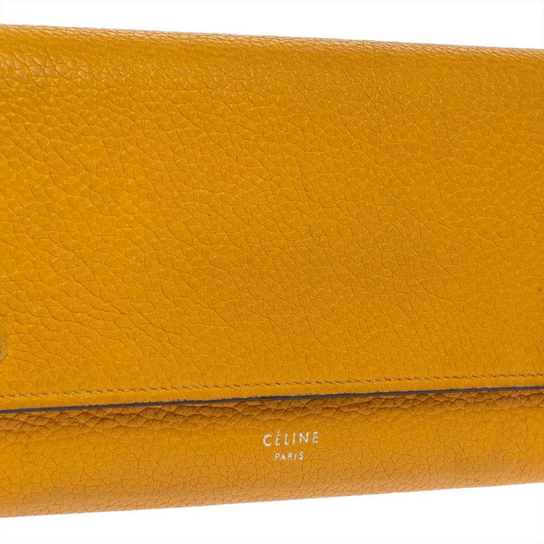 Celine Yellow Leather Large Multifunction Flap Wallet For Sale at ...
