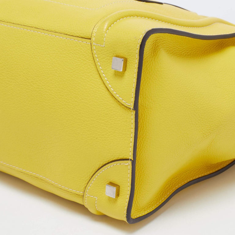 Celine Yellow Leather Mini Luggage Tote For Sale at 1stDibs
