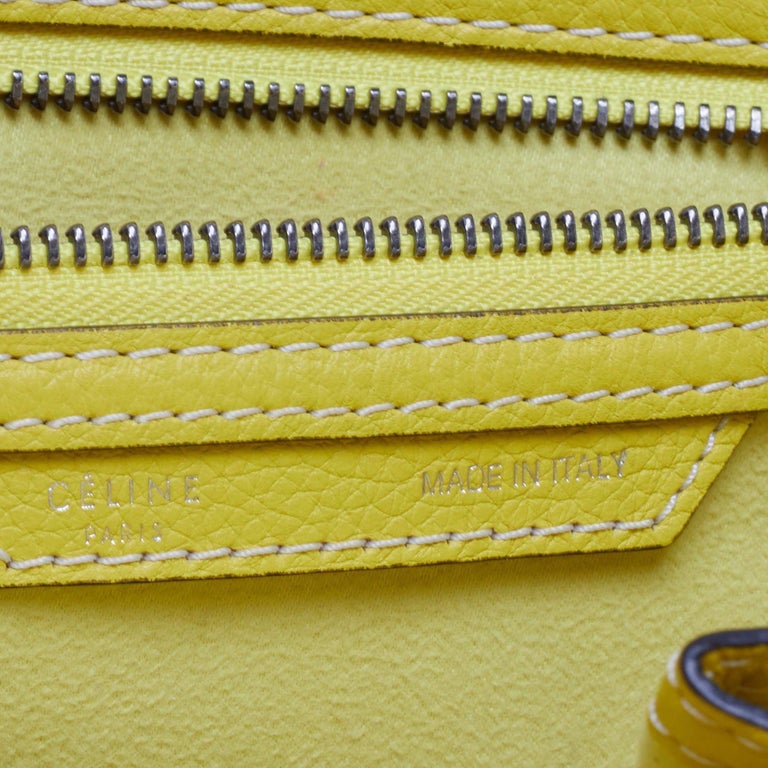 Celine Yellow Leather Mini Luggage Tote For Sale at 1stDibs