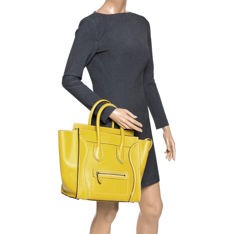 Celine Yellow Leather Mini Luggage Tote For Sale at 1stDibs | celine bag