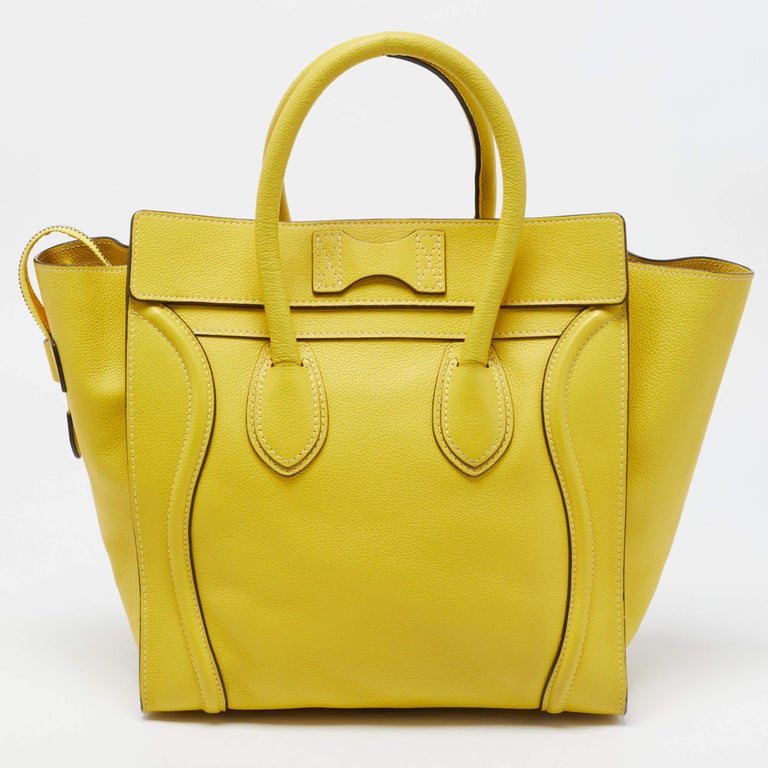 Celine Yellow Leather Mini Luggage Tote For Sale at 1stDibs