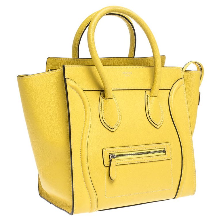 Celine Yellow Leather Mini Luggage Tote For Sale at 1stDibs | celine bag