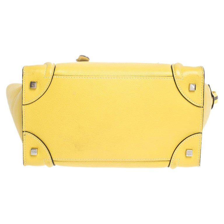 Celine Yellow Leather Mini Luggage Tote For Sale at 1stDibs | celine bag