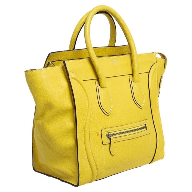 Celine Yellow Leather Mini Luggage Tote at 1stDibs