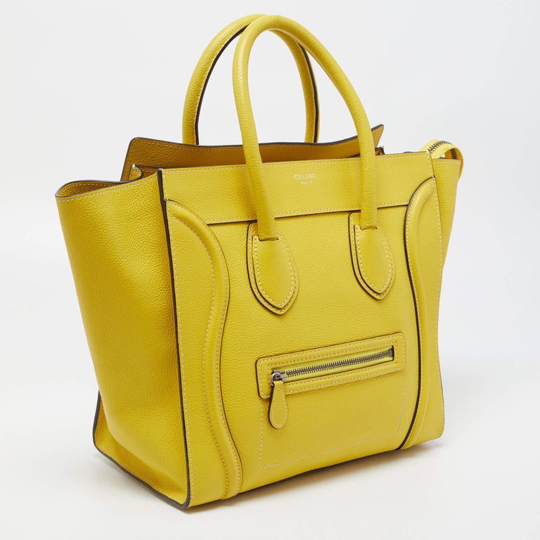 Celine Yellow Leather Mini Luggage Tote For Sale at 1stDibs