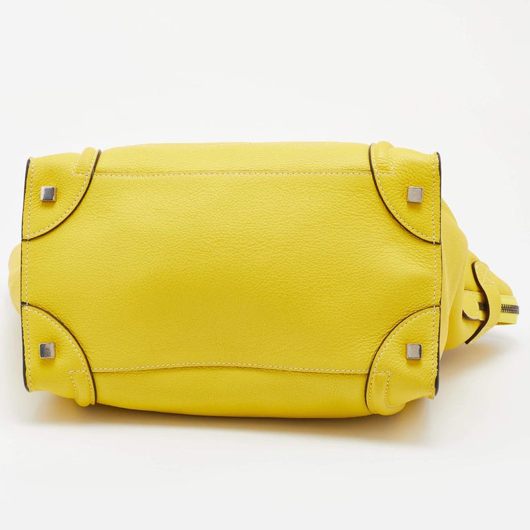 Celine Yellow Leather Mini Luggage Tote For Sale at 1stDibs
