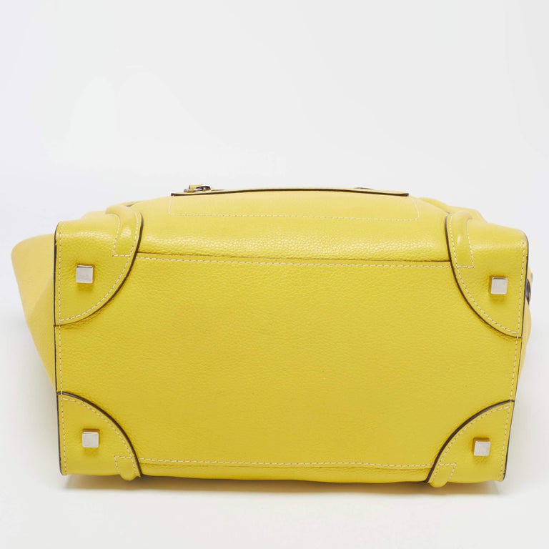 Celine Yellow Leather Mini Luggage Tote For Sale at 1stDibs