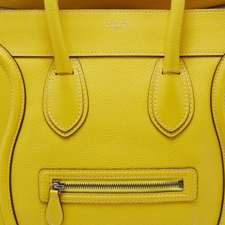 Celine Yellow Leather Mini Luggage Tote For Sale at 1stDibs