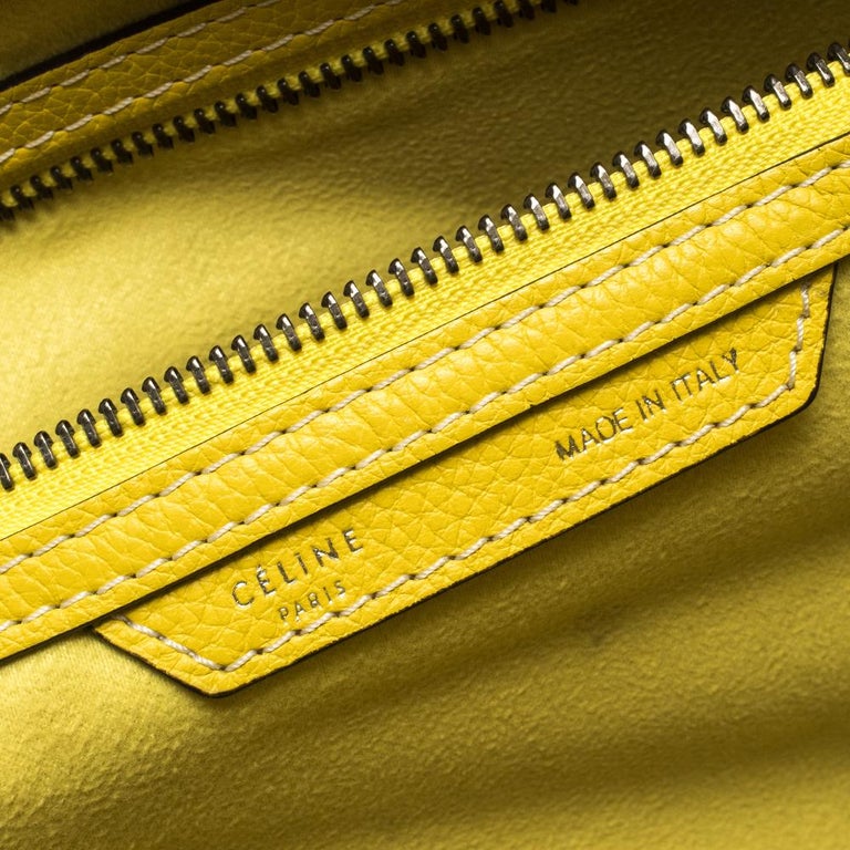 Celine Yellow Leather Mini Luggage Tote For Sale at 1stDibs | celine bag