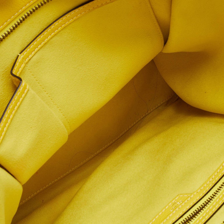 Celine Yellow Leather Mini Luggage Tote For Sale at 1stDibs