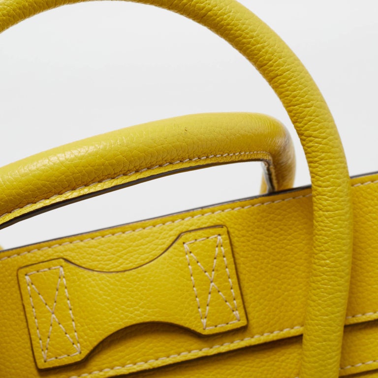 Celine Yellow Leather Mini Luggage Tote For Sale at 1stDibs