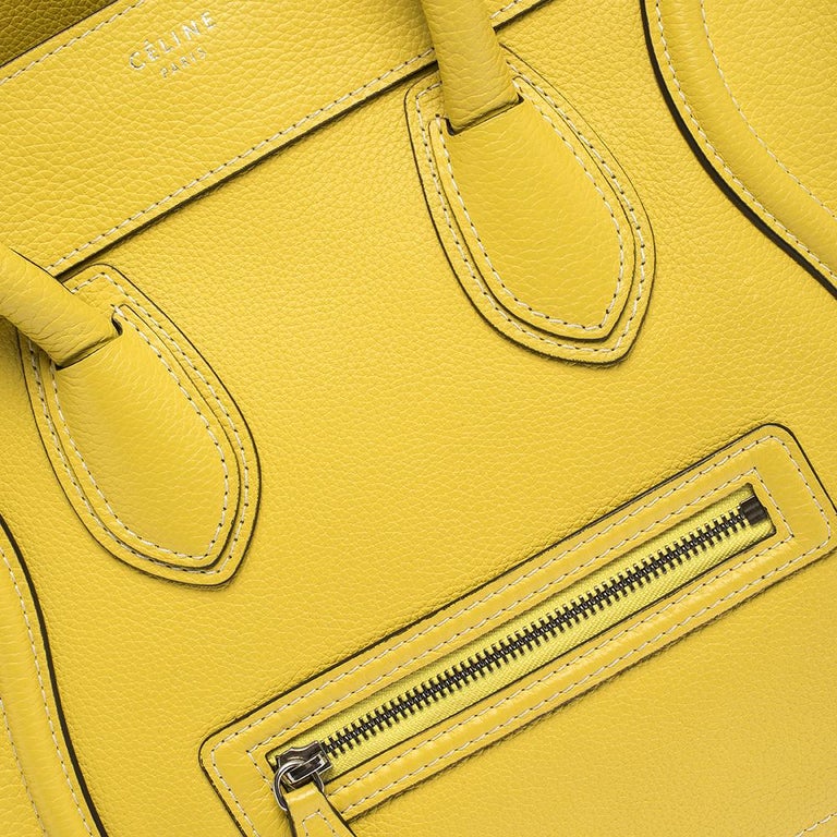 Celine Yellow Leather Mini Luggage Tote For Sale at 1stDibs | celine bag