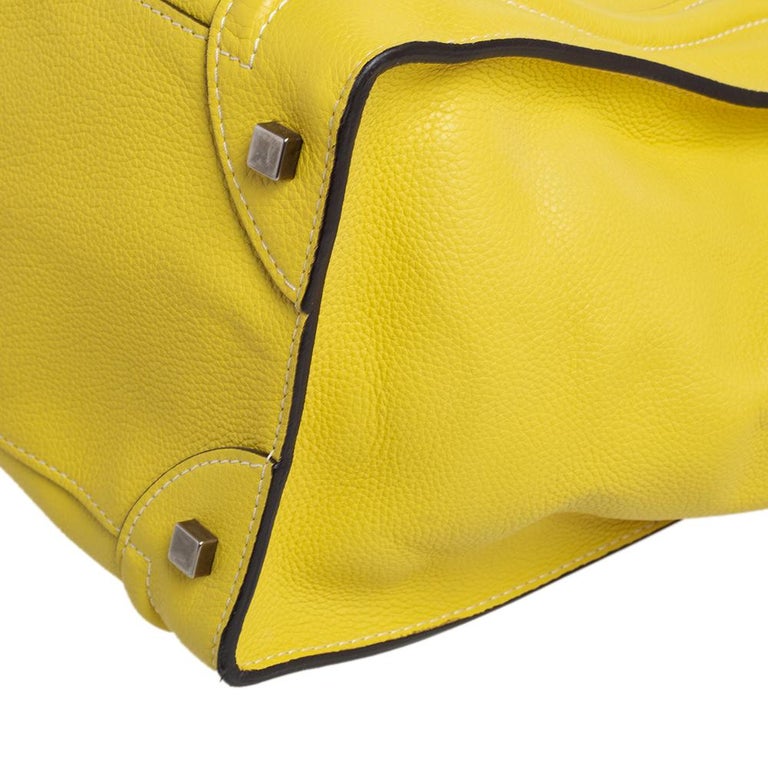 Celine Yellow Leather Mini Luggage Tote at 1stDibs