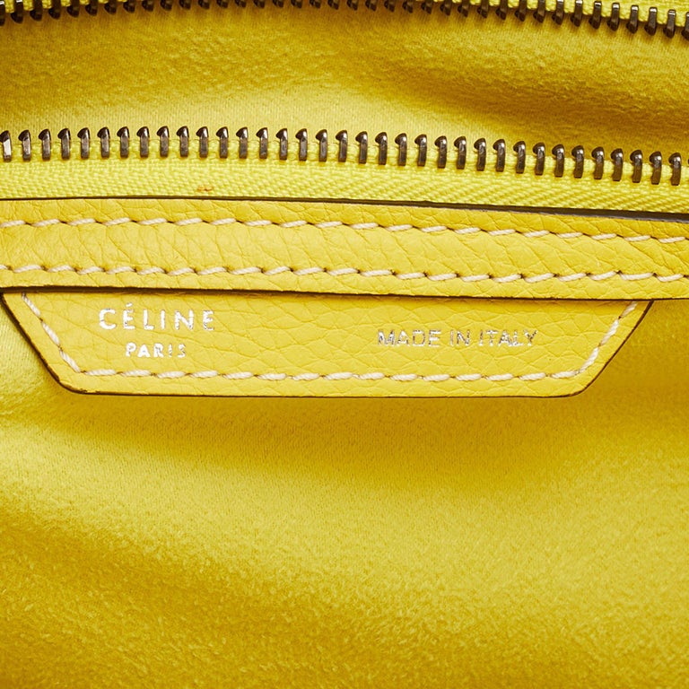 Celine Yellow Leather Mini Luggage Tote For Sale at 1stDibs