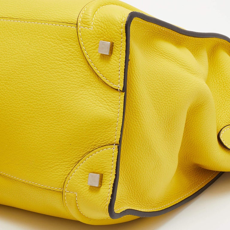 Celine Yellow Leather Mini Luggage Tote For Sale at 1stDibs