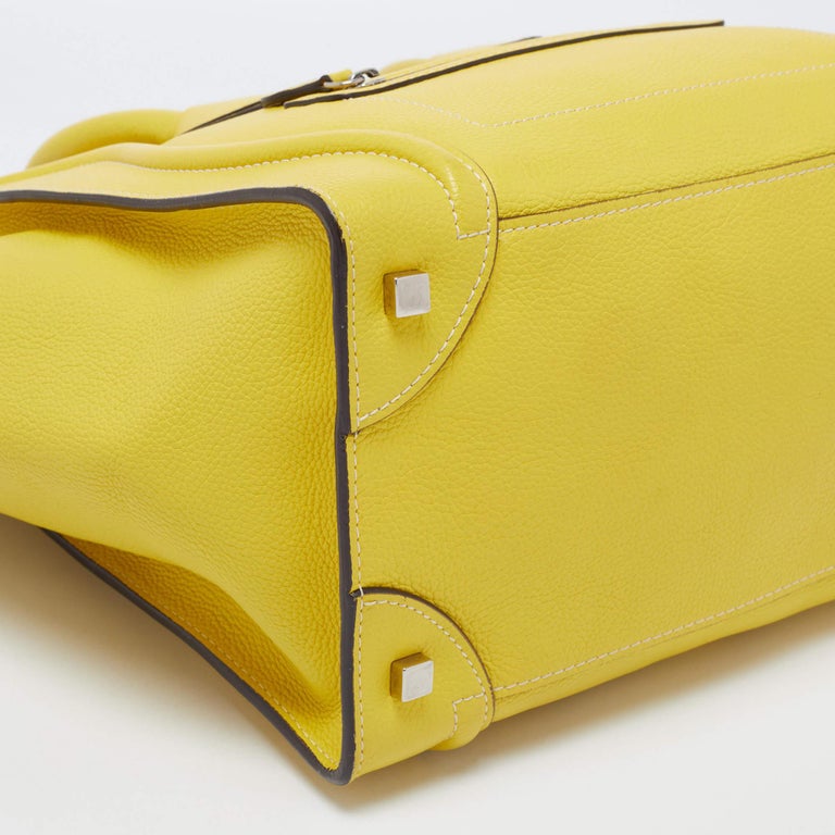 Celine Yellow Leather Mini Luggage Tote For Sale at 1stDibs