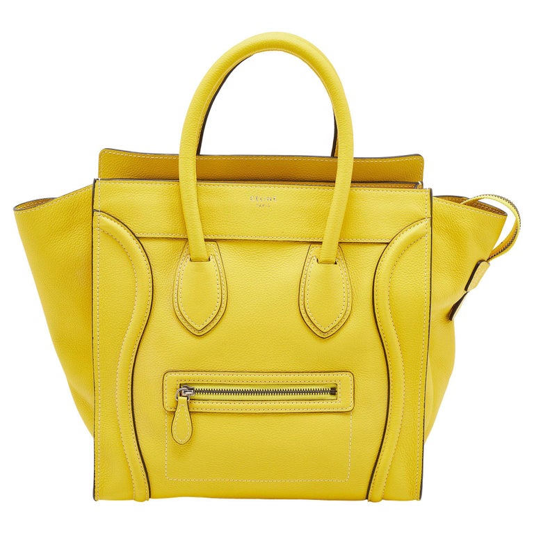 Celine Yellow Leather Mini Luggage Tote For Sale at 1stDibs