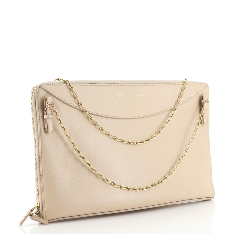 Celine Zip Around Chain Shoulder Bag Leather at 1stDibs
