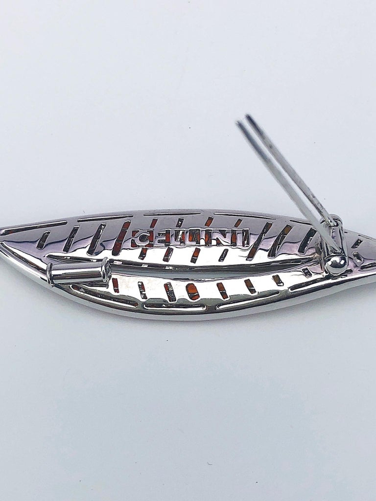 Cellini 18 Karat Gold Leaf Brooch with Fire Opals, Yellow Sapphires and ...