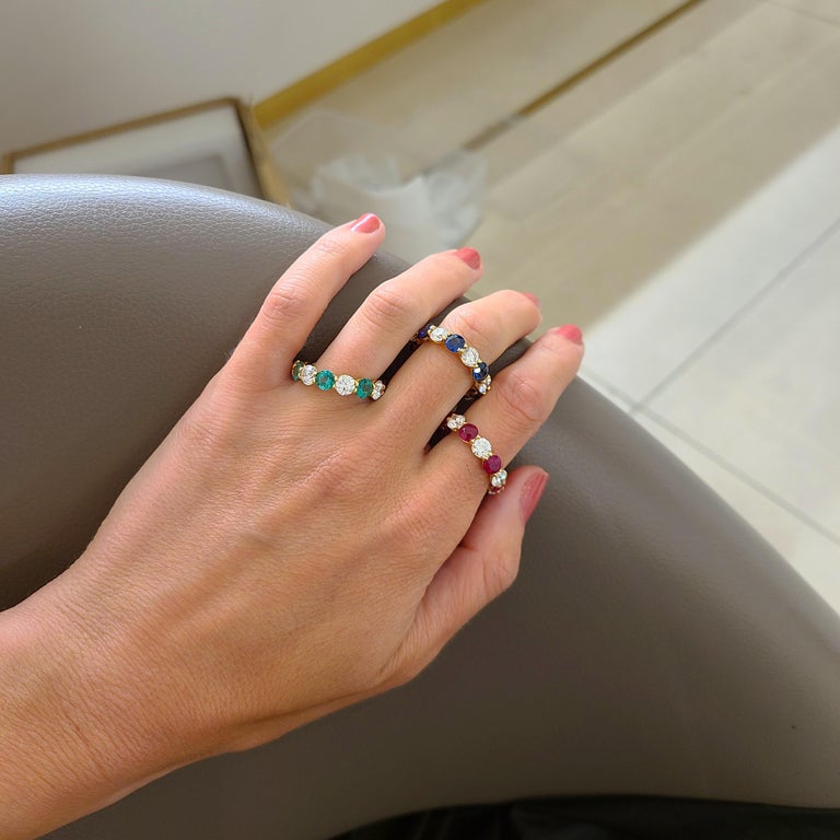 Cellini 18kt Yellow Gold 3.99ct Ruby and 2.93ct Diamond Uternity Band ...