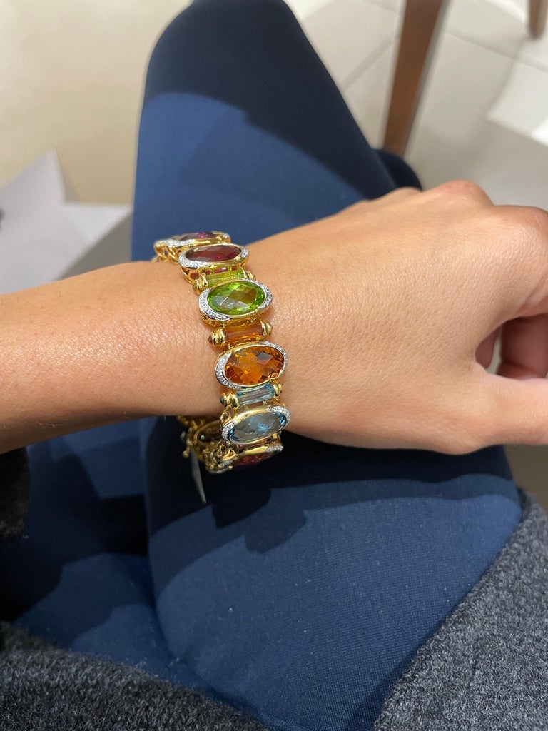 Cellini 18KT Yellow Gold 51.55CT Semi-Precious 0.72Ct Diamond Bracelet ...