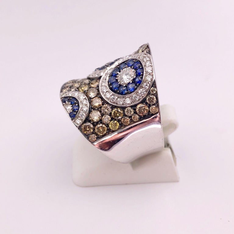 Cellini Jewelers 18kt Gold 1 70 Ct Brown And White Diamond And Blue