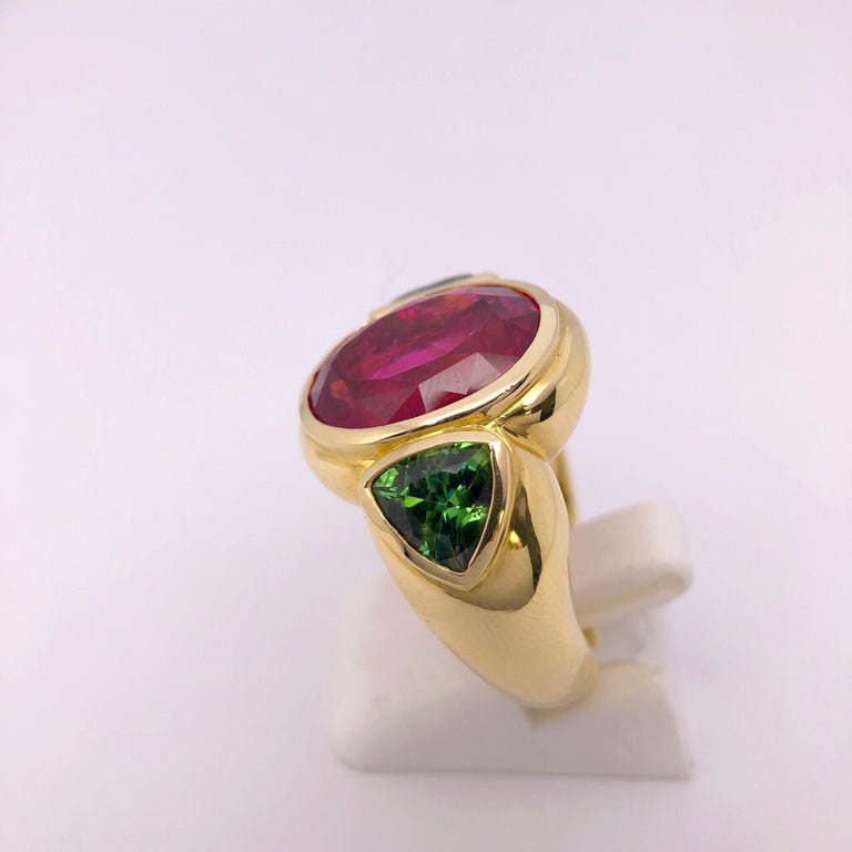 Cellini Jewelers 18kt Gold 7 27ct Rubellite And 2 38ct Green