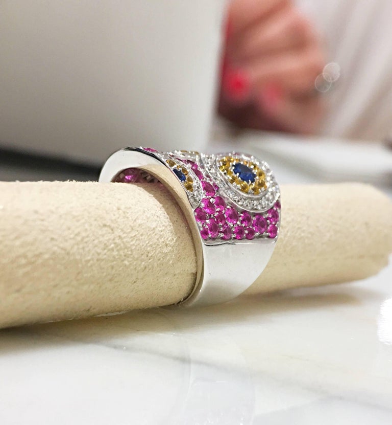 Cellini Jewelers 18kt white gold, 3.07 MultiColor Sapphire and Diamond ...