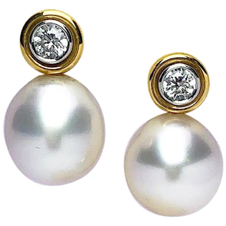 Cellini 18 Karat Gold South Sea Pearl and Gem Stone Hammered Hoop ...