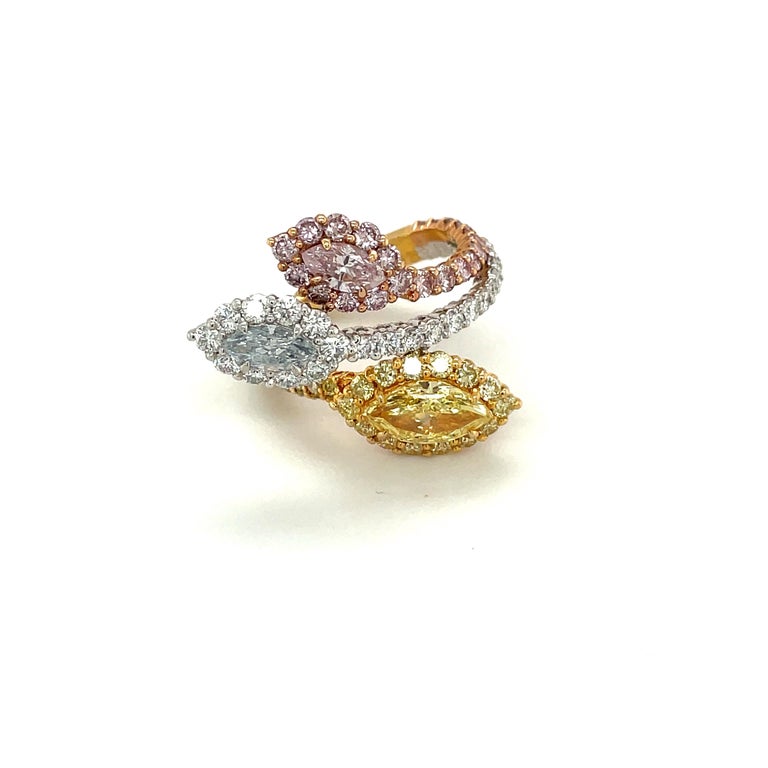 Cellini Platinum and 18kt Natural Fancy Pink, Blue, and Yellow Diamond ...