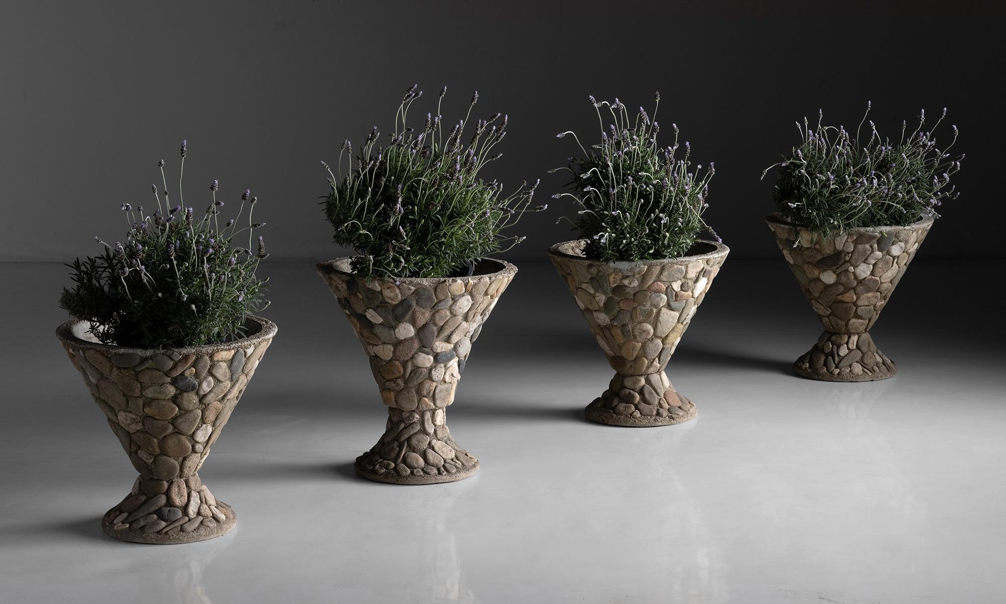 Cement and Pebble Planters, France, circa 1960 For Sale at 1stDibs
