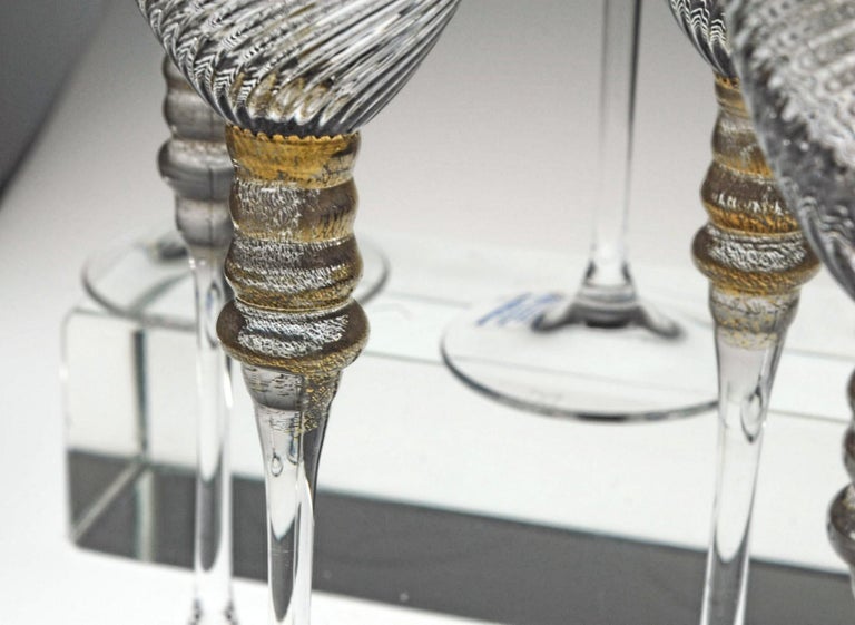 Cenedese 12 Tall Glass, Murano Vetro Neutro Rigadin Gold Leaf, Signed ...