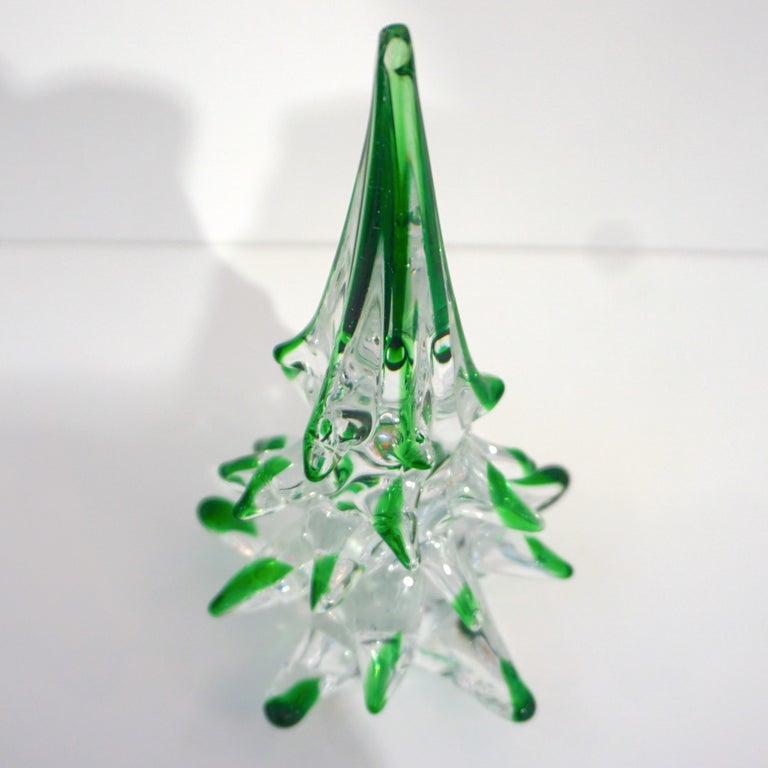 Cenedese 1980 Italian Modern Forest Green Spike Murano Glass Tree ...
