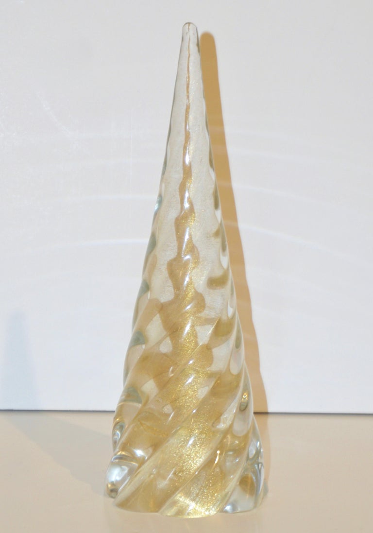 Cenedese 1980s Italian Modern 24K Gold Dust Crystal Murano Glass Tree ...