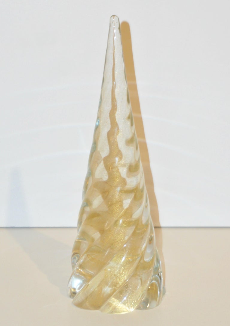 Cenedese 1980s Italian Modern 24K Gold Dust Crystal Murano Glass Tree ...