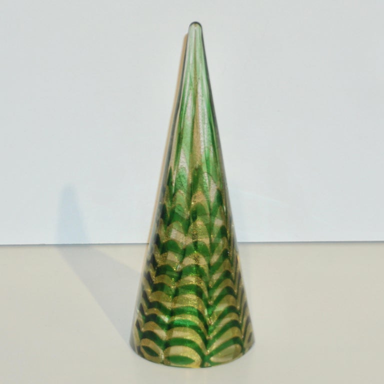 Cenedese 1980s Italian Modern Gold Green Swirl Murano Glass Tree ...