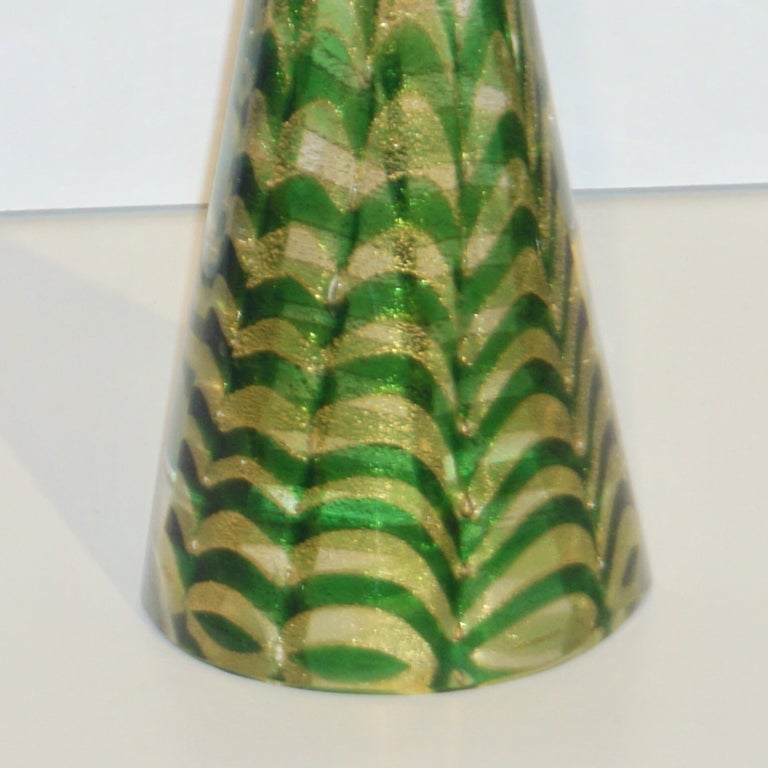 Cenedese 1980s Italian Modern Gold Green Swirl Murano Glass Tree ...