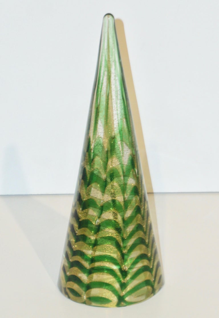 Cenedese 1980s Italian Modern Gold Green Swirl Murano Glass Tree ...