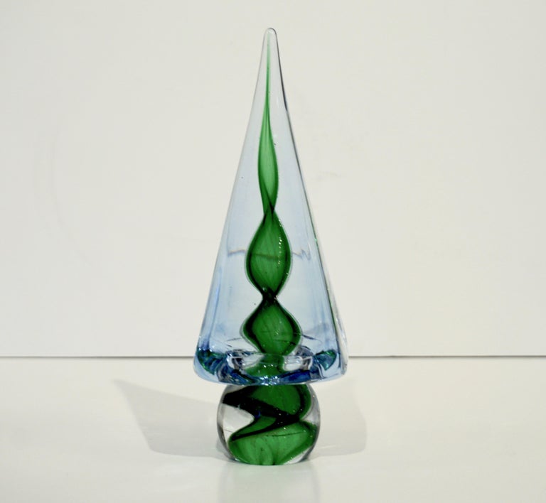Cenedese 1980s Italian Vintage Green and Blue Murano Glass Tree ...
