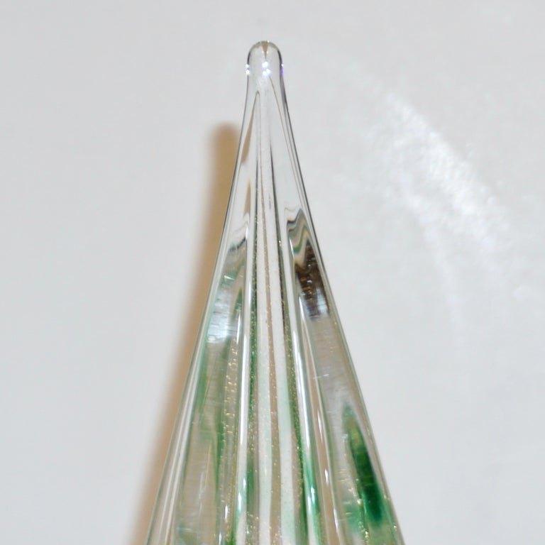 Cenedese 1980s Italian Vintage Green Gold Crystal Murano Glass Tree ...