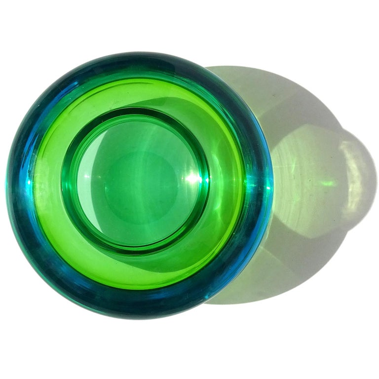 Cenedese Da Ros Murano Sommerso Green Blue Italian Art Glass Spike Top ...