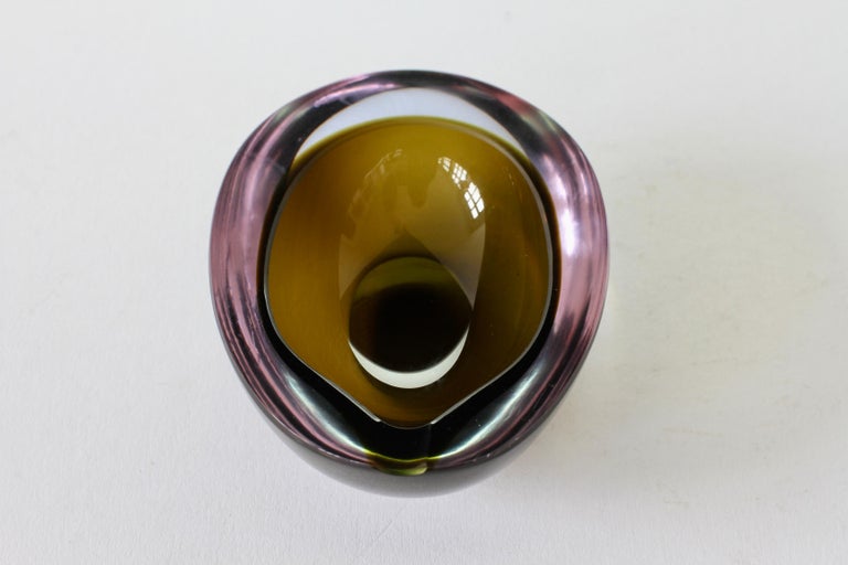 Cenedese Italian Alexandrite and Green Sommerso Murano Glass Bowl or ...